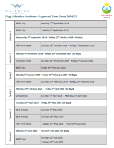 Key Dates - King's Meadow Academy